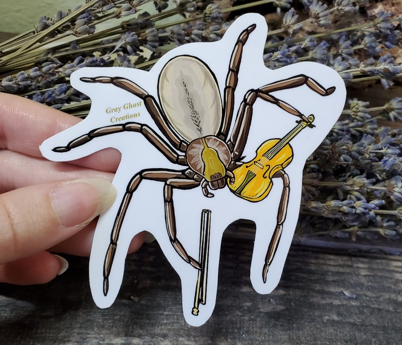 Brown Recluse With a Golden Fiddle Sticker 4 Inch Glossy - Etsy