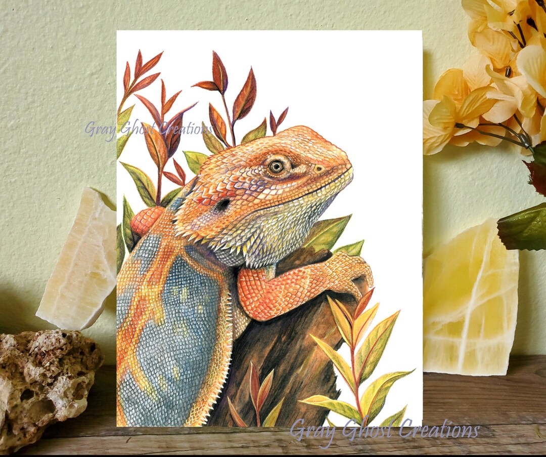Ice and Fire Bearded Dragon - Fine Art Print - by Laura Airey Le ...