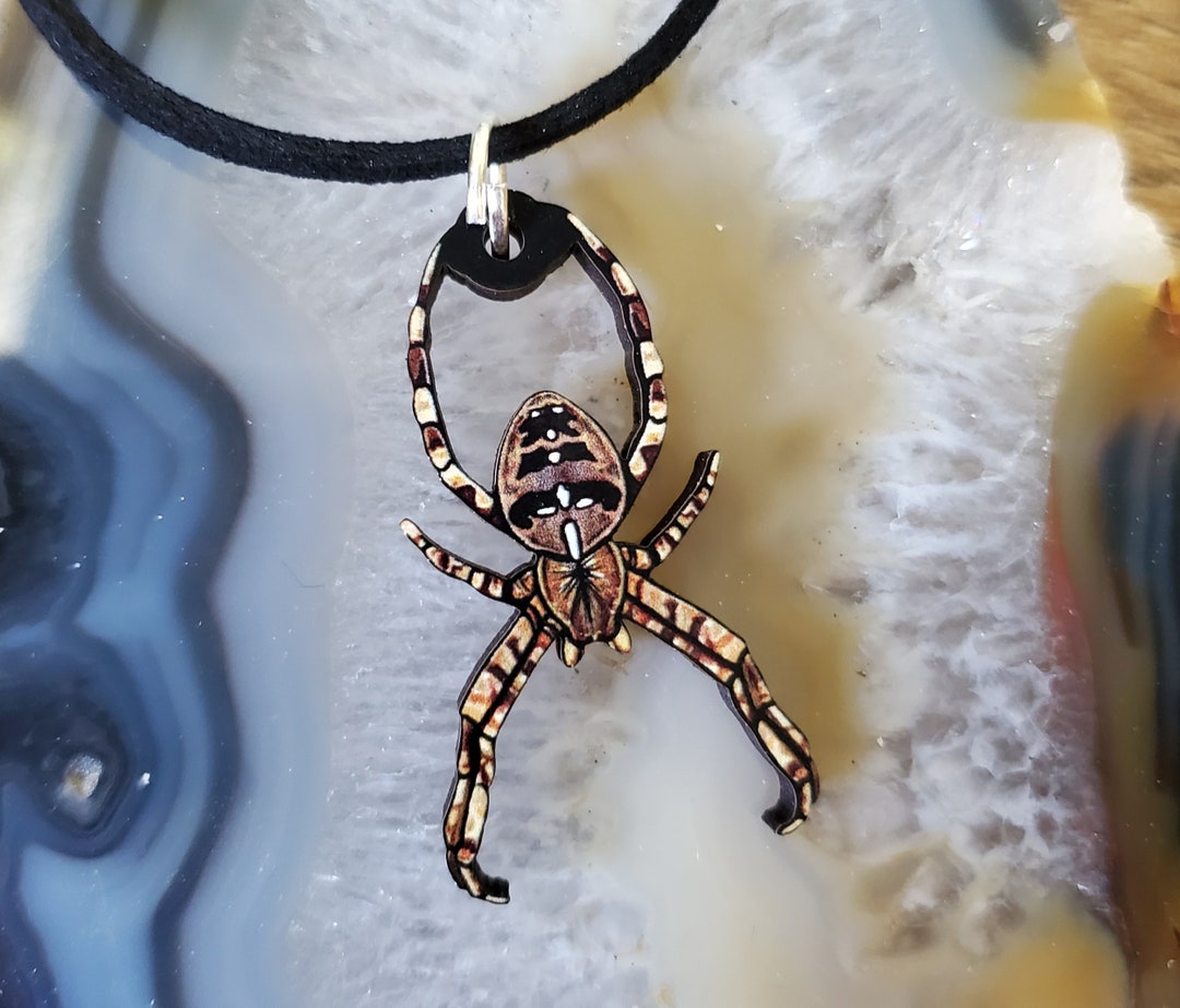 Barn Orb Weaver Spider Wooden Pendant and Necklace - Arachnid Tarantula ...