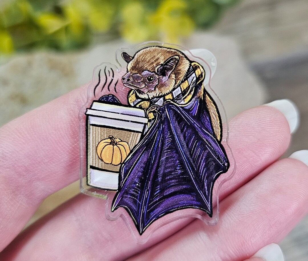 Acrylic Pin Pumpkin Spice Big Brown Bat Made With Recycled Materials ...