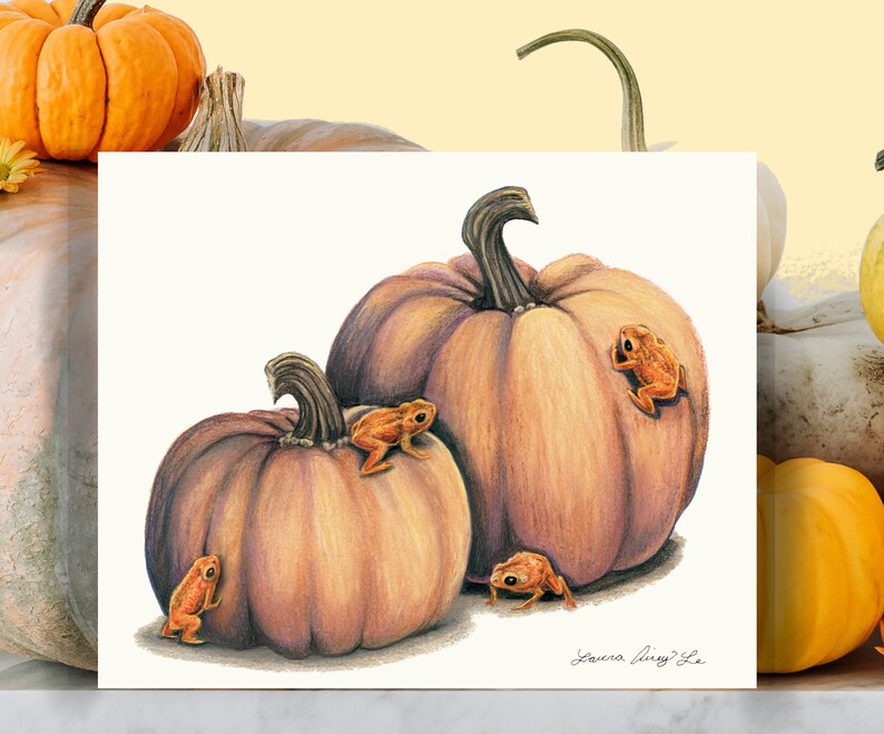 Pumpkin Toadlets - Fine Art Print - by Laura Airey Le - Fall Autumn ...