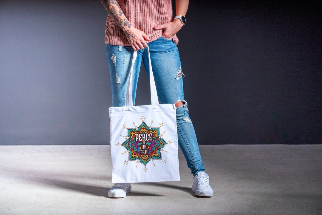 Peace is the Path Tote Bag, Healer Vibes, Spiritual Gifts, Boho Bag ...