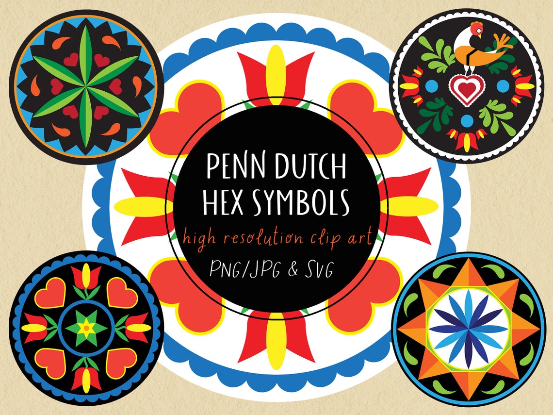 Pennsylvania Dutch Hex Symbols Clip Art- PNG, JPG & SVG - Instant ...