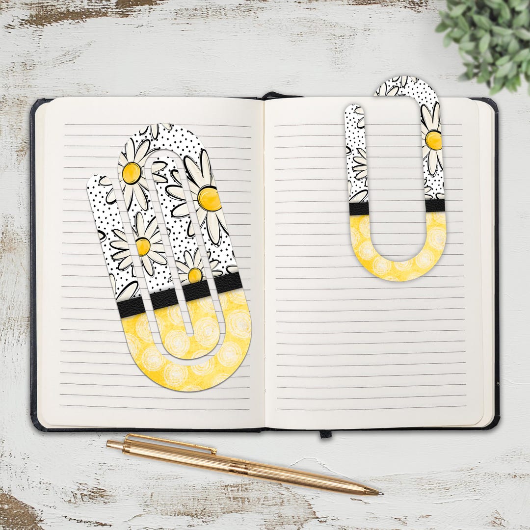Daisy Polka Dot Jumbo Paperclip Bookmark Design | Planner Clip ...