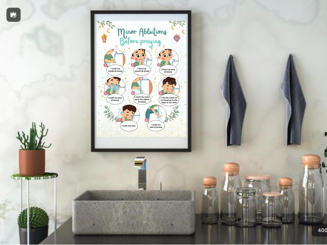 Ablution Poster Step by Step printable, Islamic Guide for Muslim Kids ...