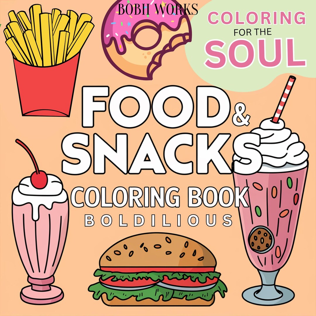 Food and Snacks Bold and Easy Coloring Book - Etsy