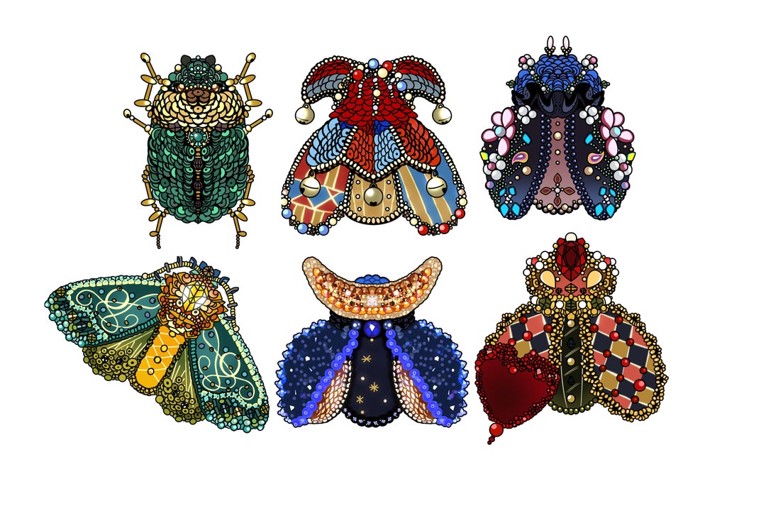 Stickers From Unique Embroidered Beetles Design, Insect Art Decoration ...
