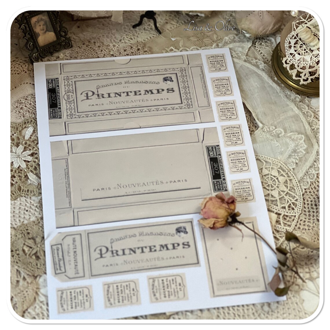 Digital Vintage French Ephemera Haberdashery Box for Lace - Etsy