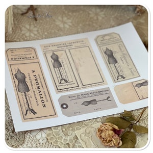 Digital Vintage French Ephemera Haberdashery Altered Lace Dress Form ...