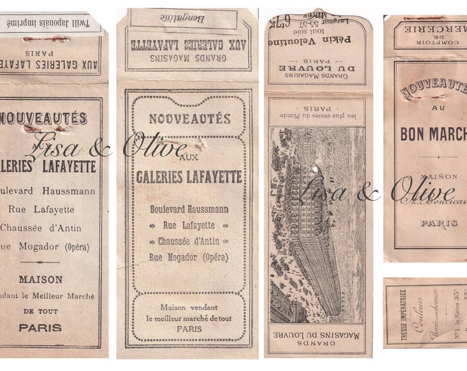 Digital Vintage French Ephemera Haberdashery Bouton Cards Thread Cards ...