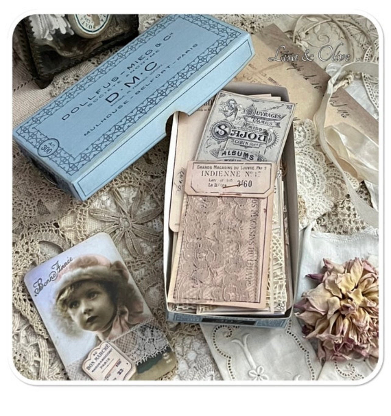 Digital Blue DMC Thread Box Vintage French Ephemera - Etsy