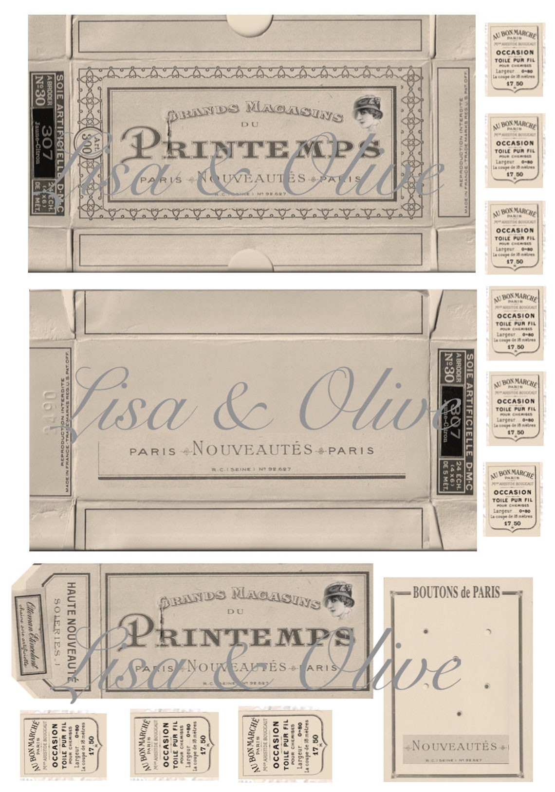 Digital Vintage French Ephemera Haberdashery Box for Lace - Etsy