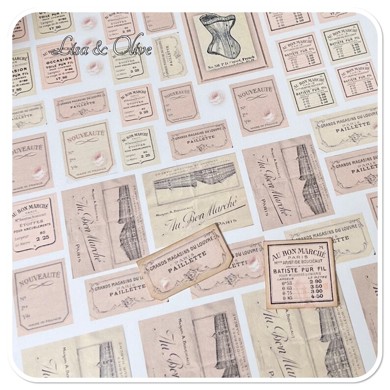 Digital Vintage French Ephemera Vintage French Pink and Cream Lace ...