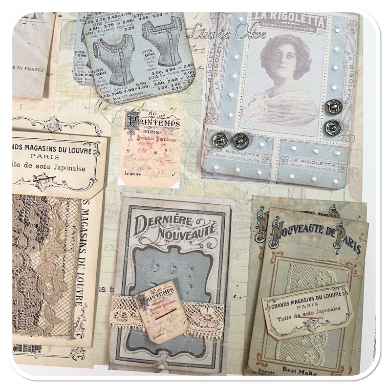 Digital Vintage French Ephemera Haberdashery Bouton Cards - Etsy