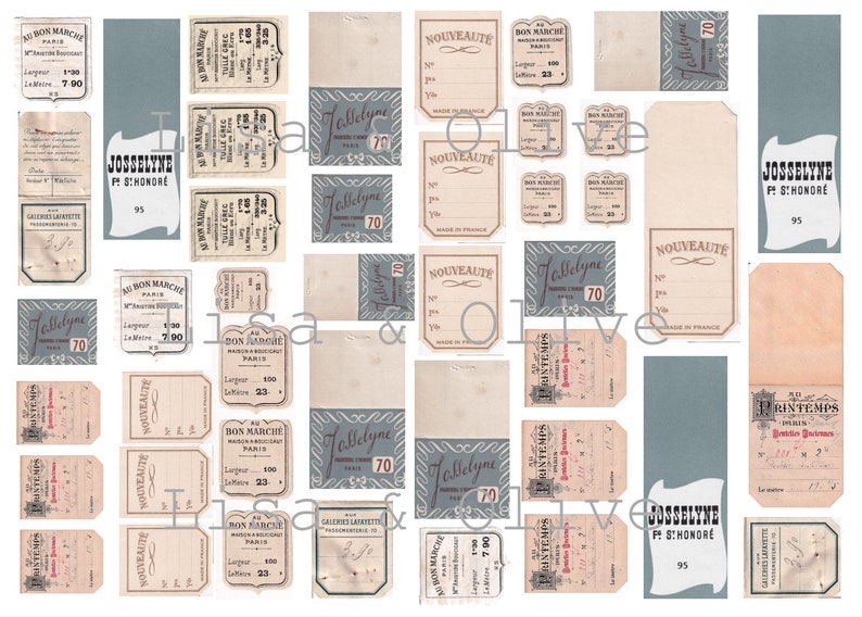 Digital Vintage French Ephemera Collage Sheet Petite Lace - Etsy