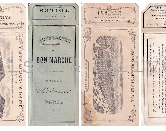 Vintage Sample Cards Digital Set, Printable, for Junk Journal Ephemera ...