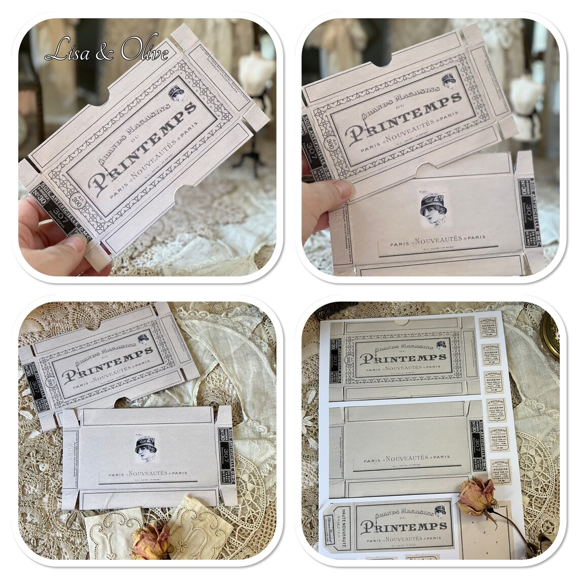 Digital Vintage French Ephemera Haberdashery Box for Lace - Etsy