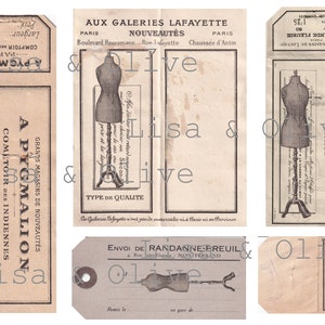 Digital Vintage French Ephemera Haberdashery Altered Lace Dress Form ...