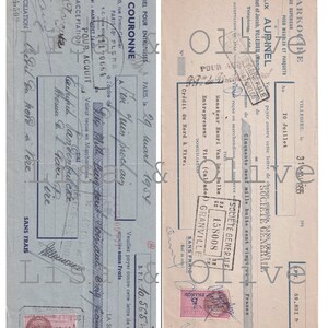 Digital Vintage French Ephemera Cheques Great for Junk Journals Lisa ...