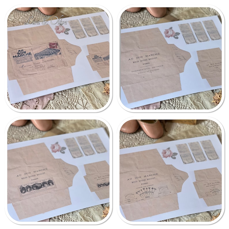 Digital Antique French Envelopes and Small Lace Sample Tags - Etsy