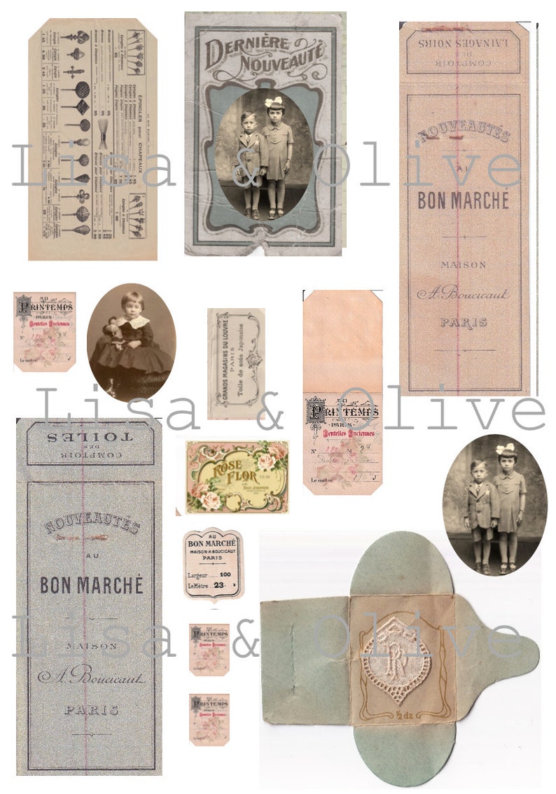 Digital Vintage French Ephemera Haberdashery Lace Sample Card - Etsy