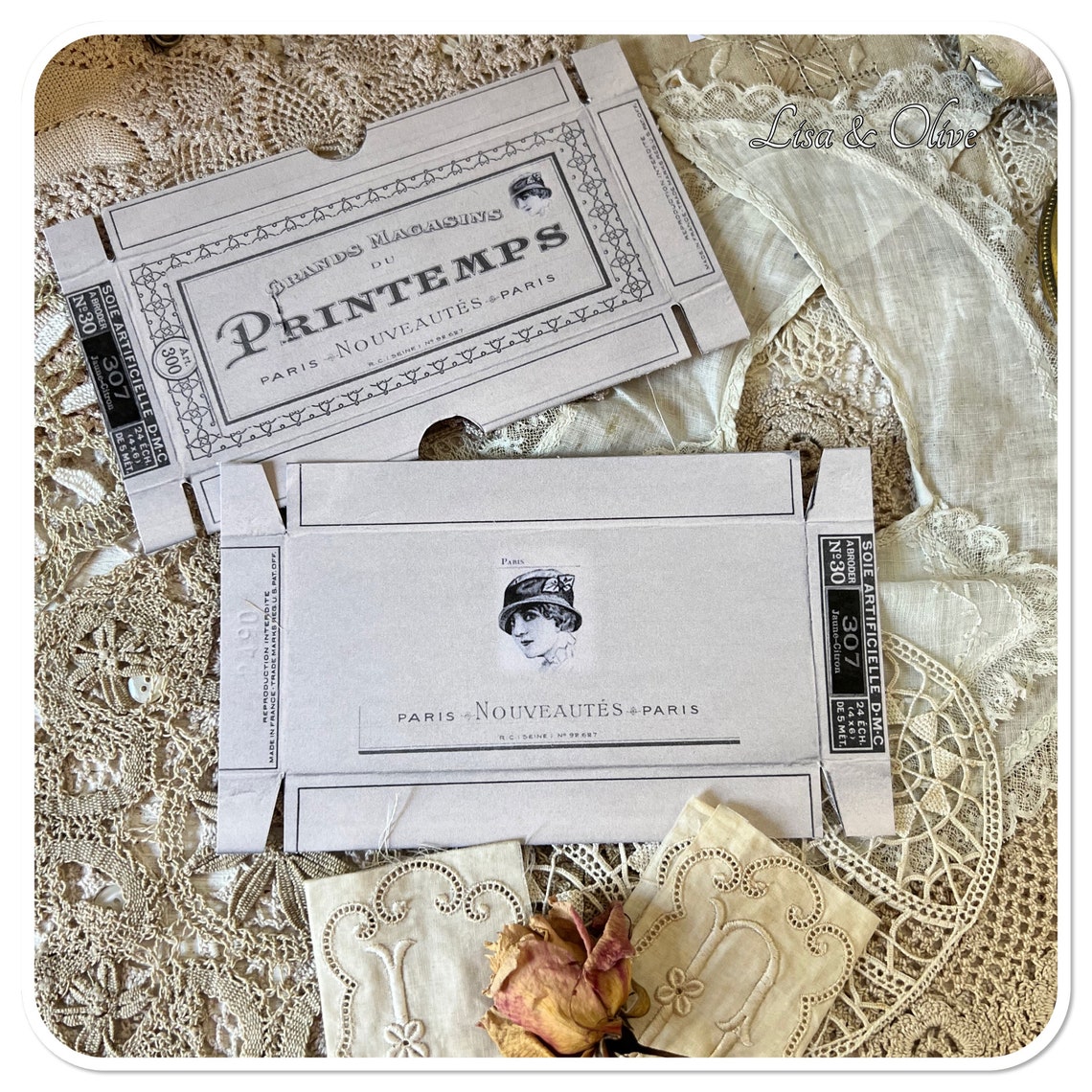 Digital Vintage French Ephemera Haberdashery Box for Lace - Etsy