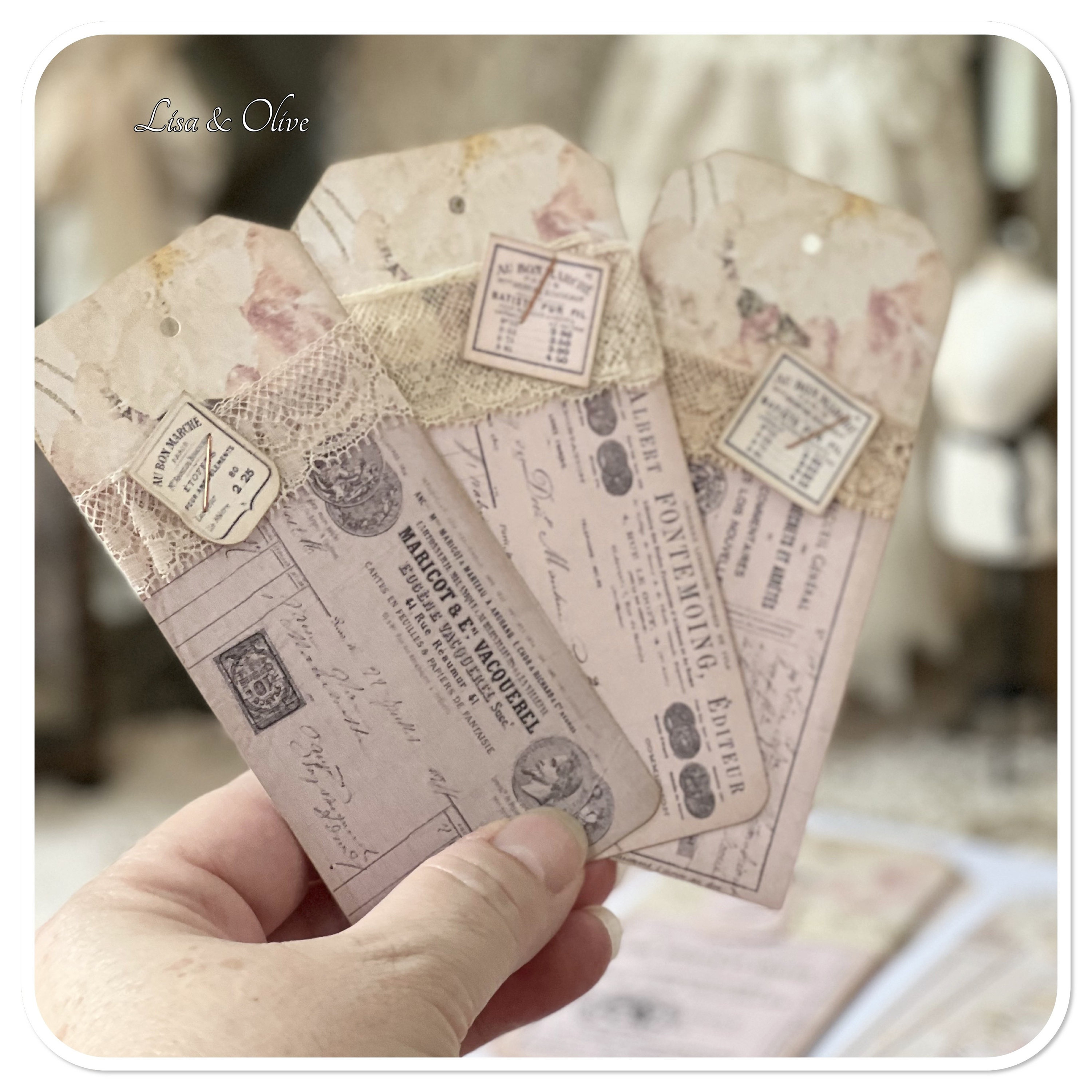 Digital Vintage Style French Floral Ephemera Tags 5.5 Cm X 12 Cm and ...