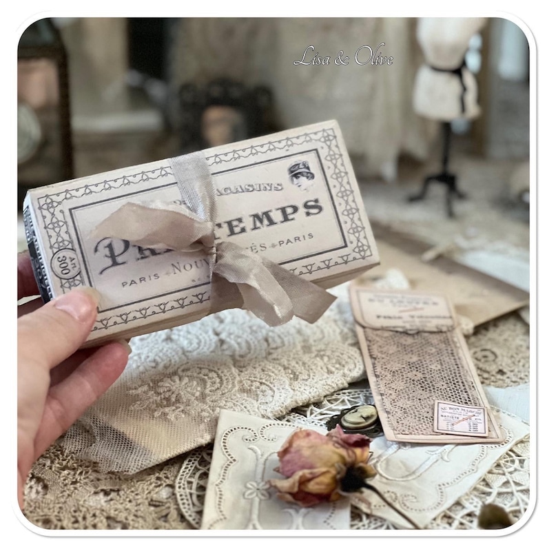 Digital Vintage French Ephemera Haberdashery Box for Lace - Etsy