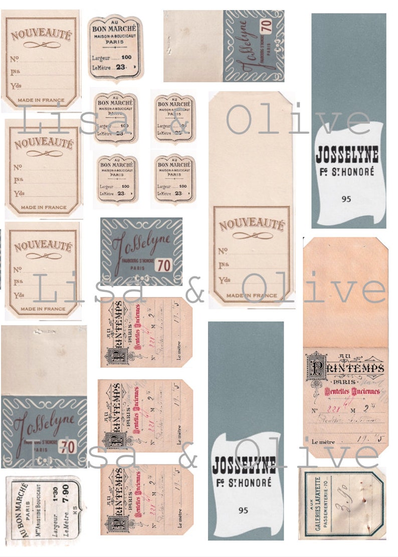 Digital Vintage French Ephemera Collage Sheet Petite Lace - Etsy