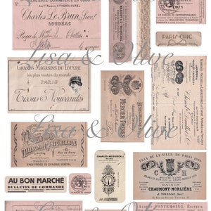 Digital Vintage Style French Floral Ephemera Tags 5.5 Cm X 12 Cm and ...