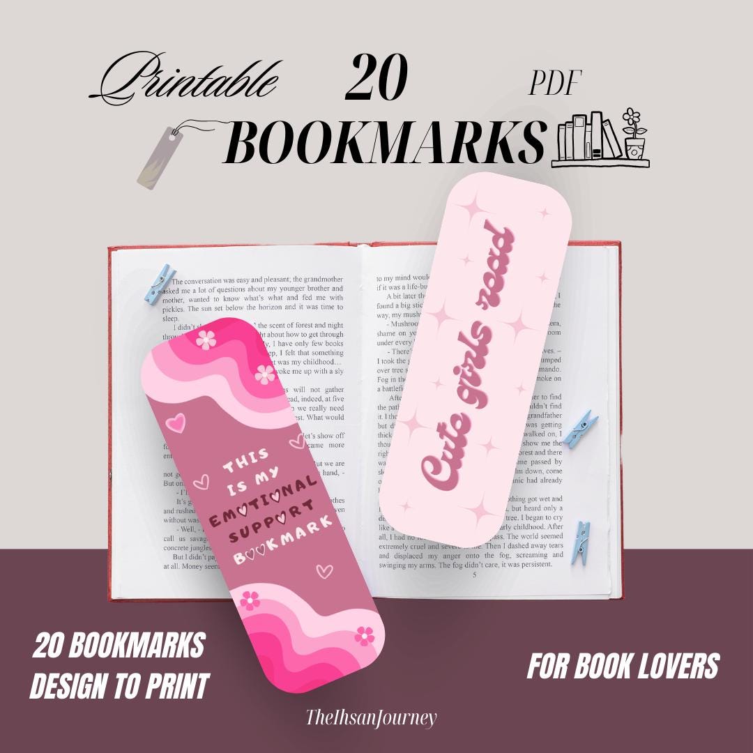 Printable Bookmarks - 20 Unique Designs for Book Lovers - Etsy