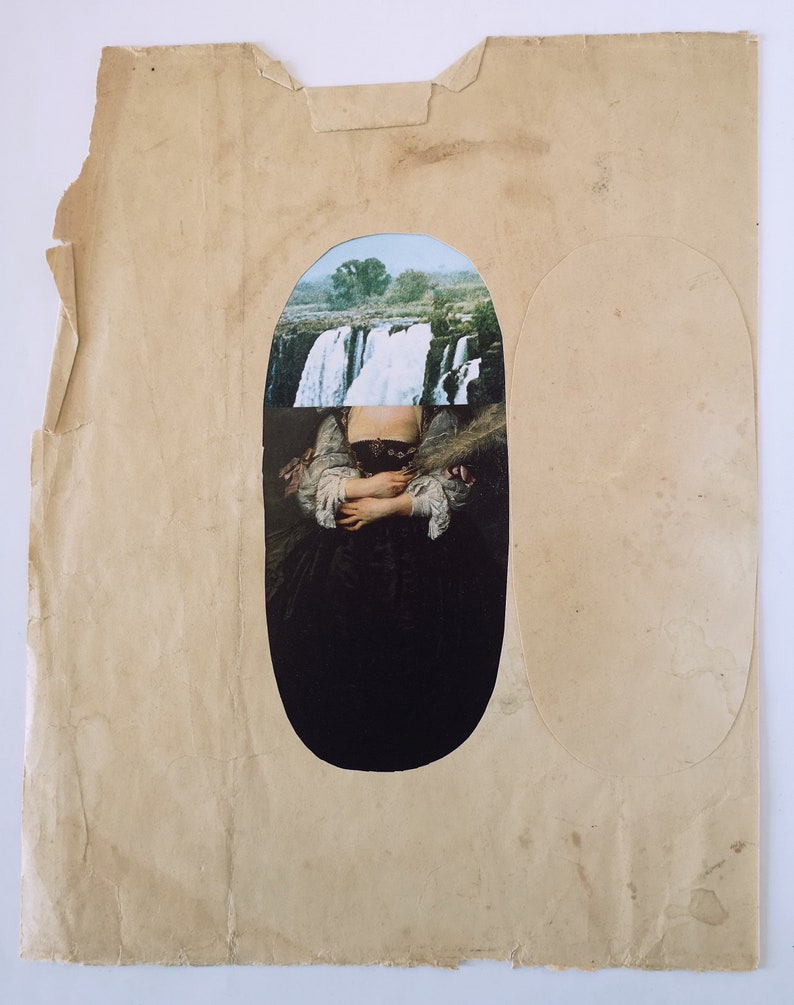 Analog Collage Paper Art Waterfall Landscape Painting of a - Etsy