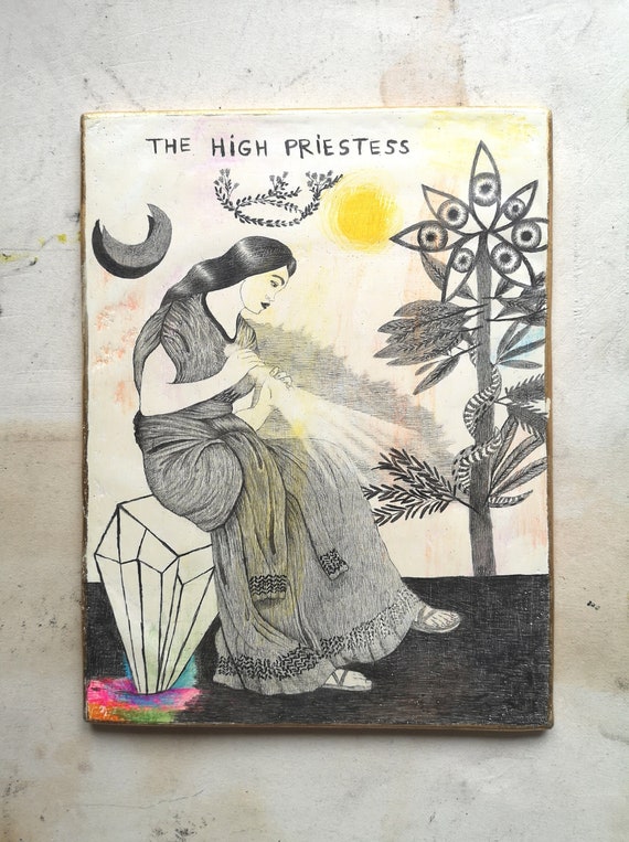 The High Priestess La Papessa Tarot Card Pencil Drawing - Etsy UK