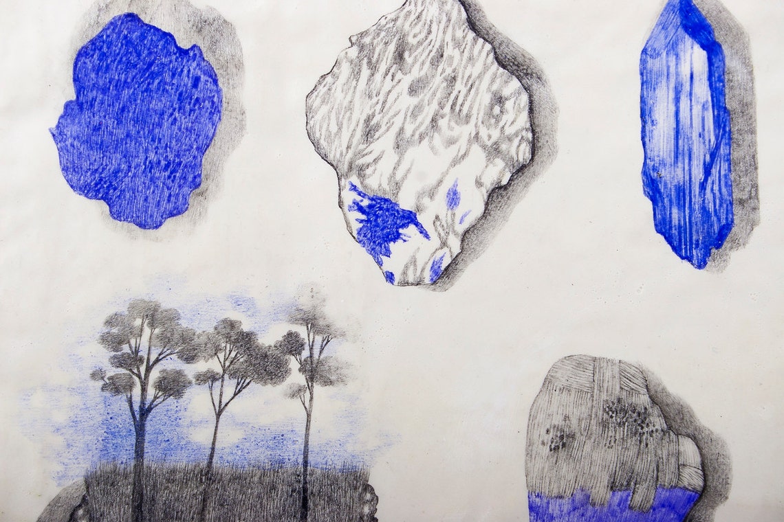 Crystal, Landscape, Original Pencil Illustration, Hanging Wall ...