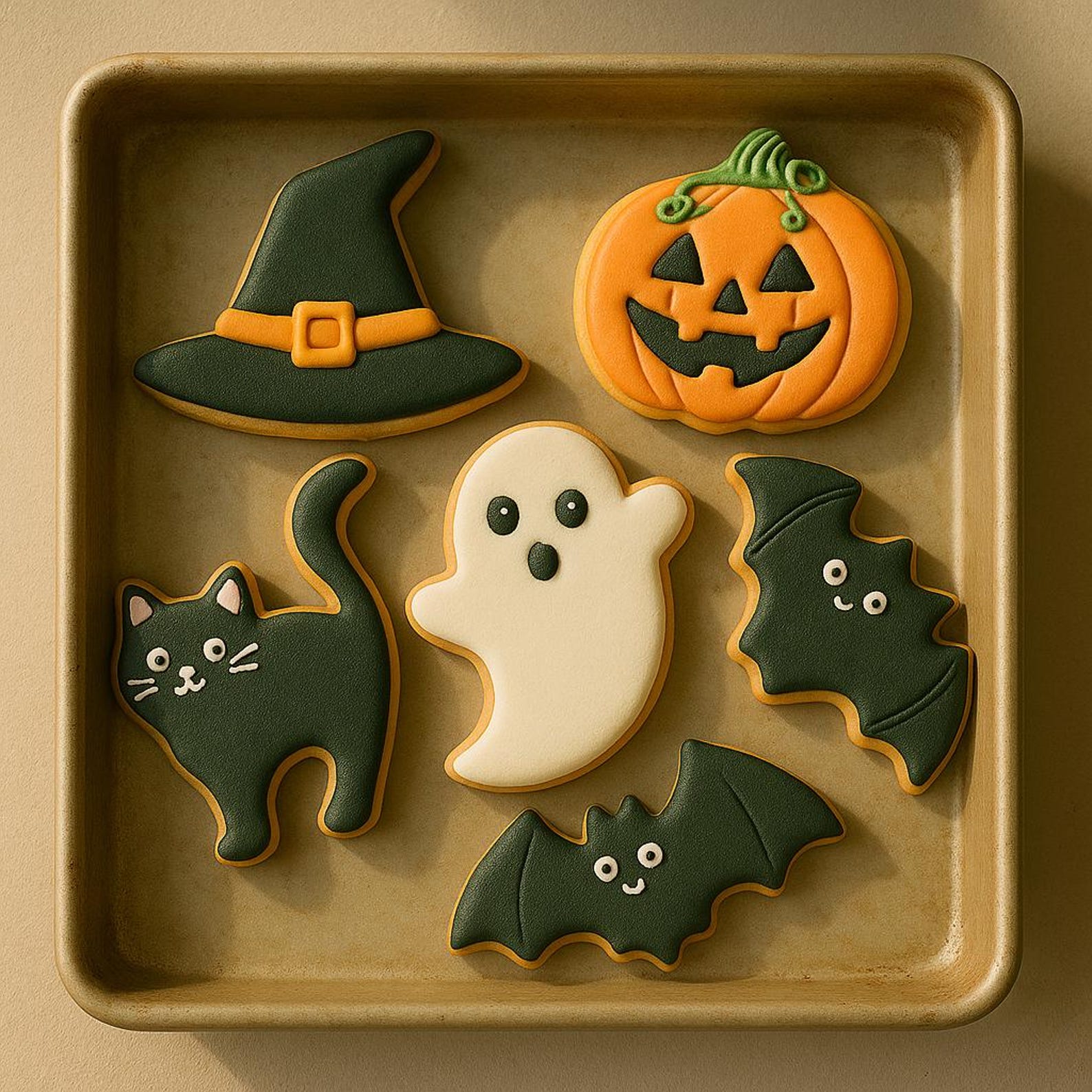 Halloween Sugar Cookies - Royal Icing Decorated Ghost, Pumpkin, Black ...