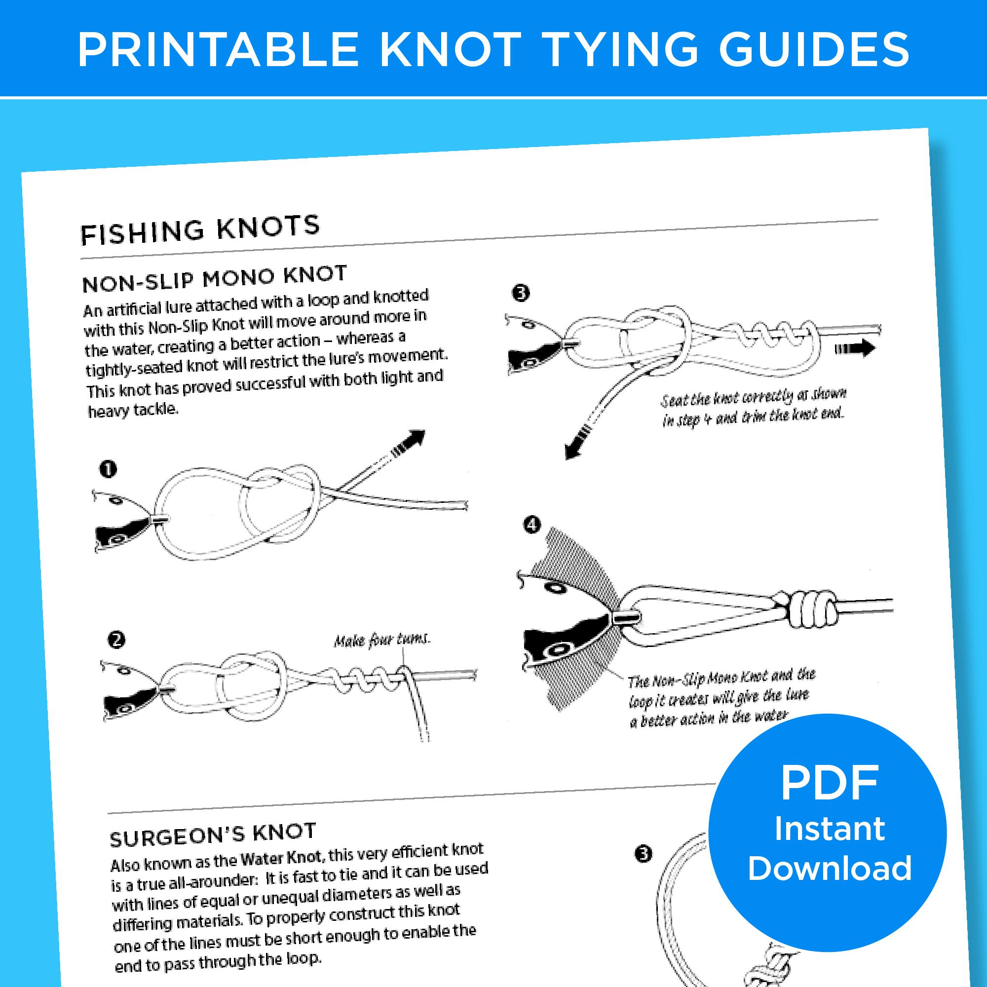 Fishing Knots | Printable Knot Tying Guide | Instant Download | A4 and 8.5 X 11 Ins | Step-by ...
