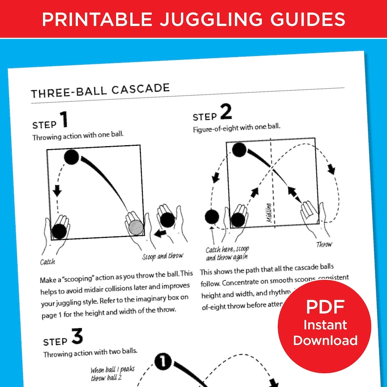 Juggle 3 Balls | Printable How to Guide | Instant Download | A4 and 8.5 ...