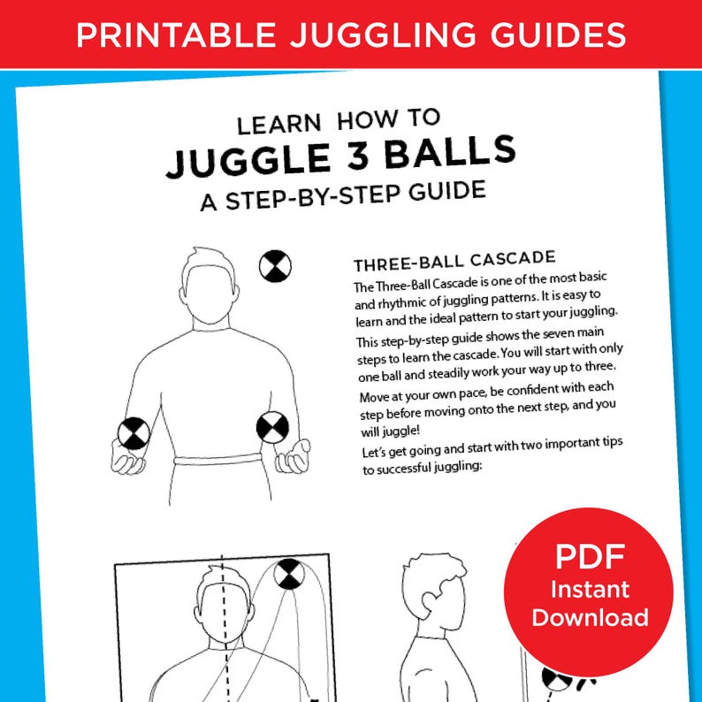 Juggle 3 Balls | Printable How to Guide | Instant Download | A4 and 8.5 ...