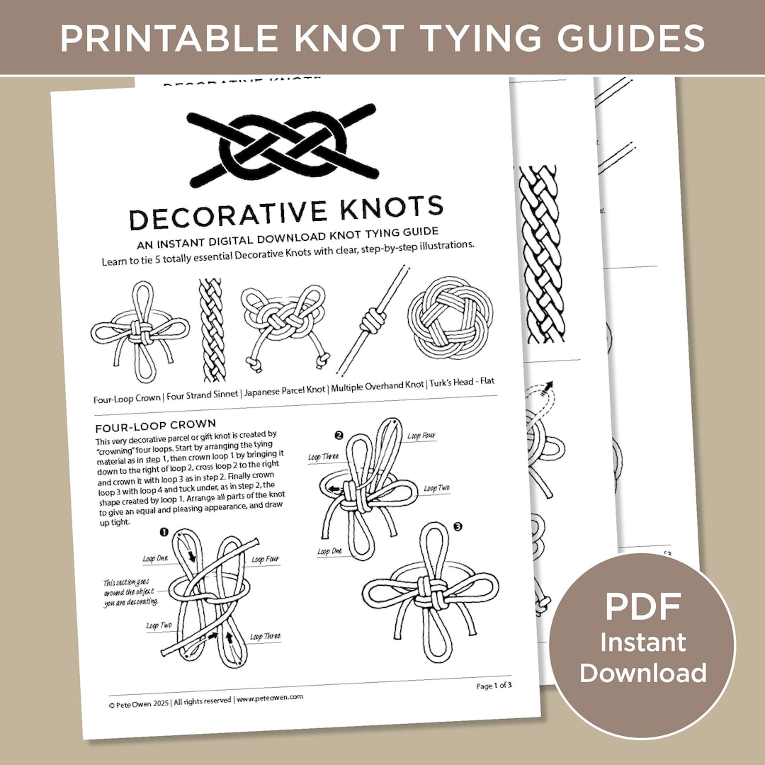 Decorative Knots | Printable Knot Tying Guide | Instant Download | A4 ...