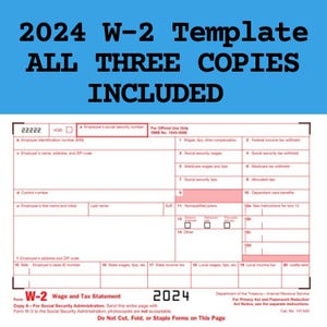 W 2 2024 Printable Form - Etsy
