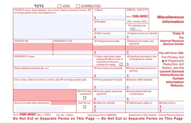 Editable Form 1099 Printable Template - Tax Filing PDF - Instant Download, Fillable Form 1099 ...