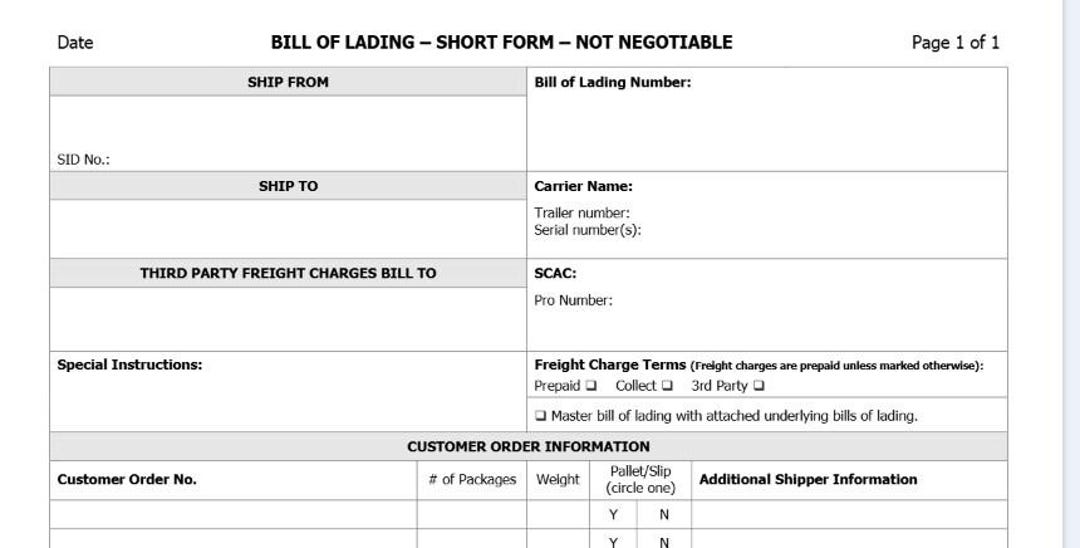 Bill of Lading Template | Fillable PDF | Generates Fast | Trucking ...