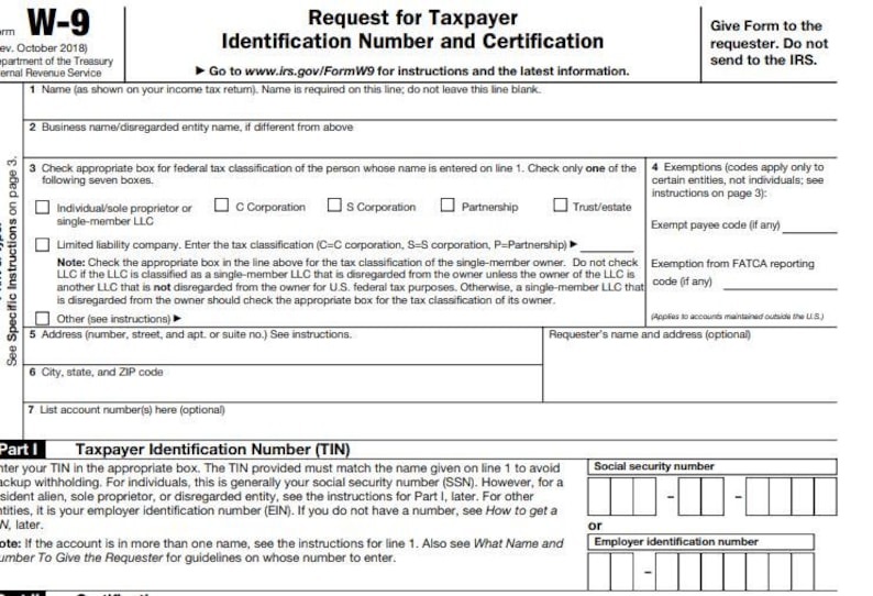 W-9 Form Template | Fillable PDF for Tax Filing - Tax Season - W2 - IRS ...