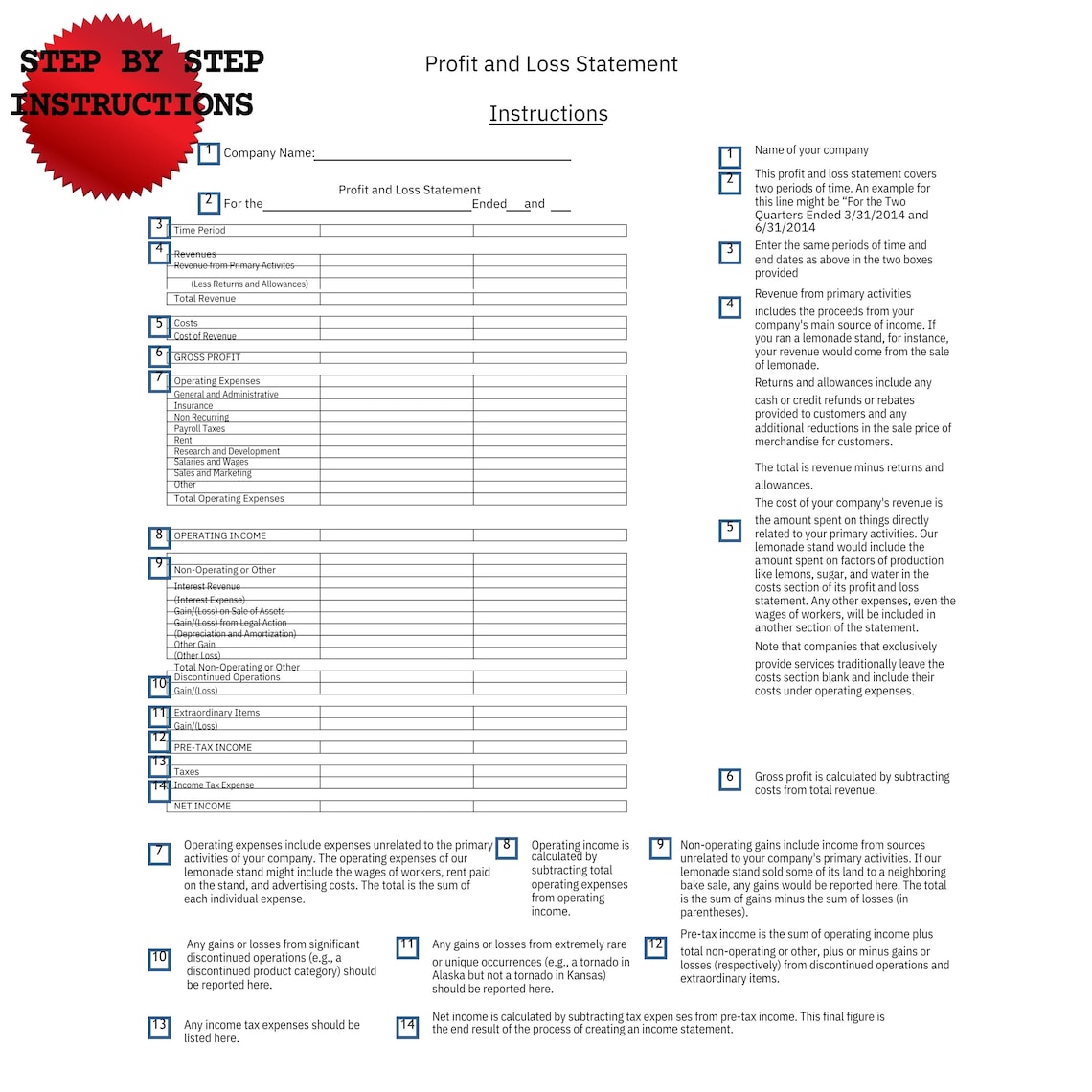 Profit and Loss Statement Template PDF | Small Business Financial ...