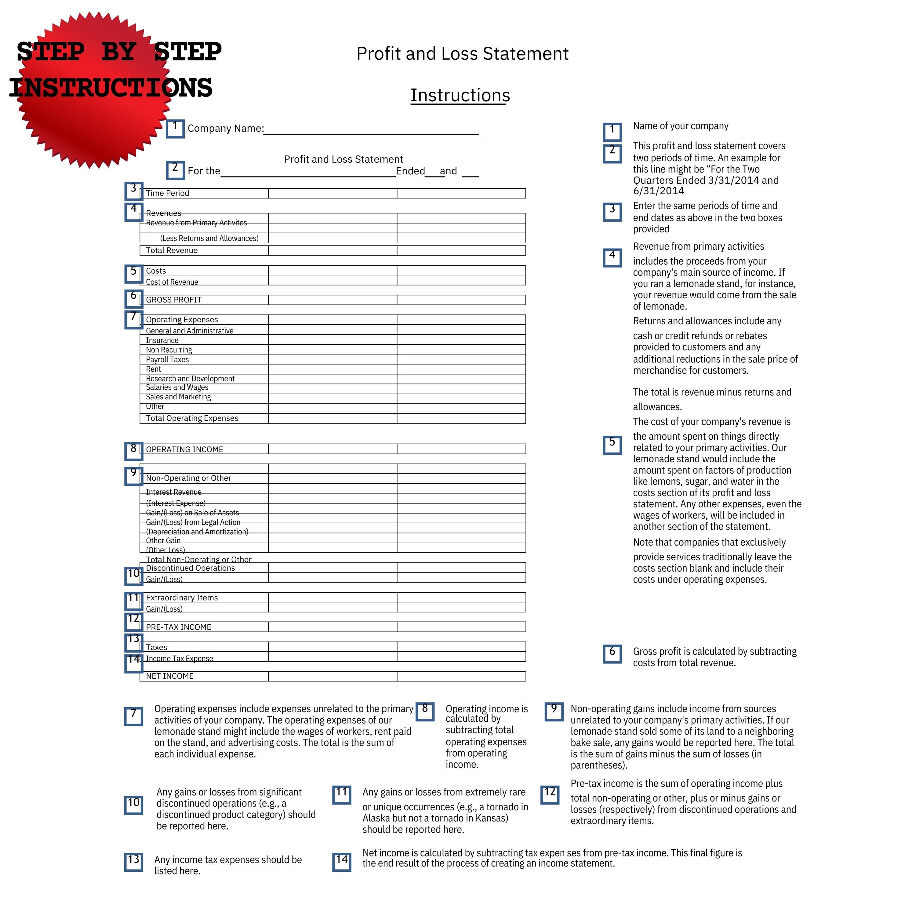 Profit and Loss Statement Template PDF | Small Business Financial ...