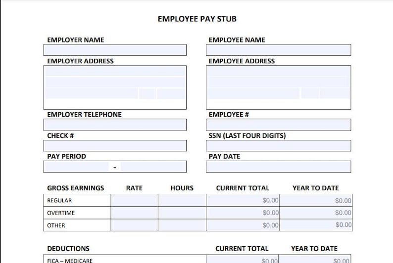 Paystubs Digital Paystub Template Instant Download for Payroll Records ...