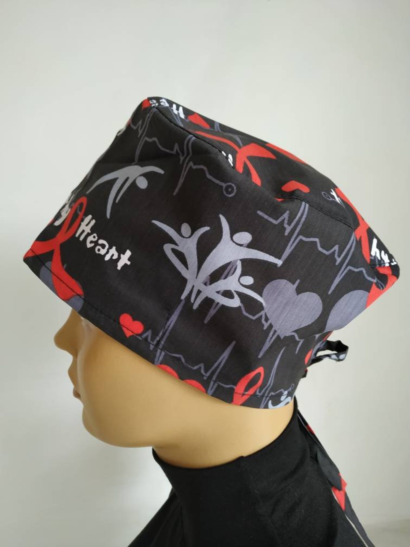 Heart Unisex Cap| Black Surgical Cap | Head Covers - Woman Surgical ...