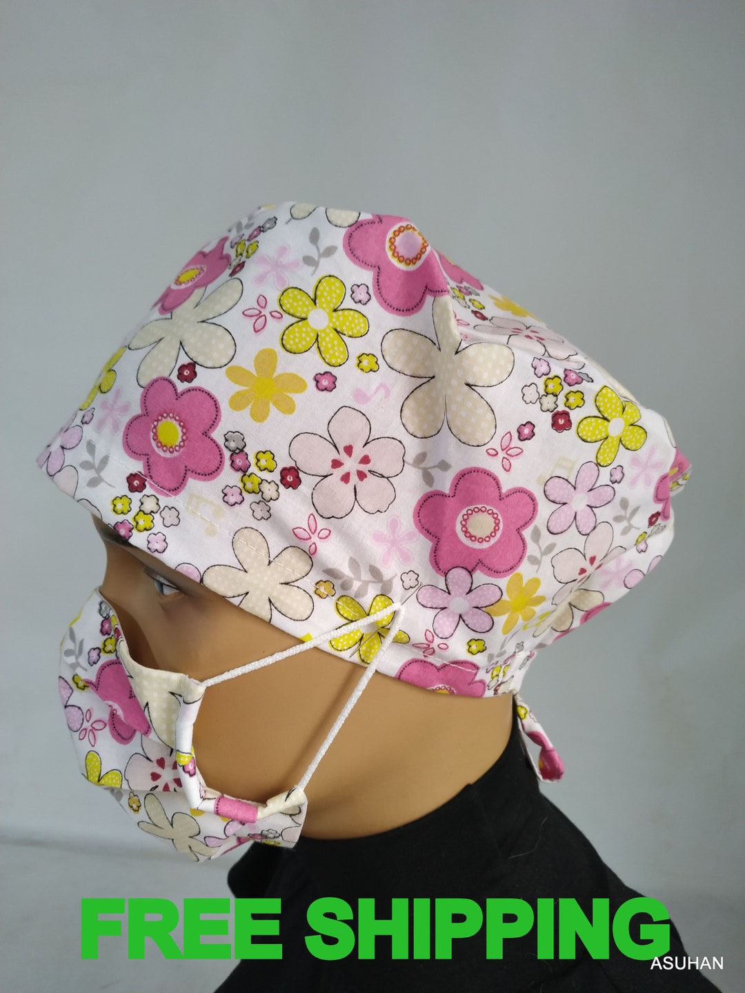 Flowers Nurse Cap | Doctor Cap | Head Covers - Woman Surgical Scrub ...