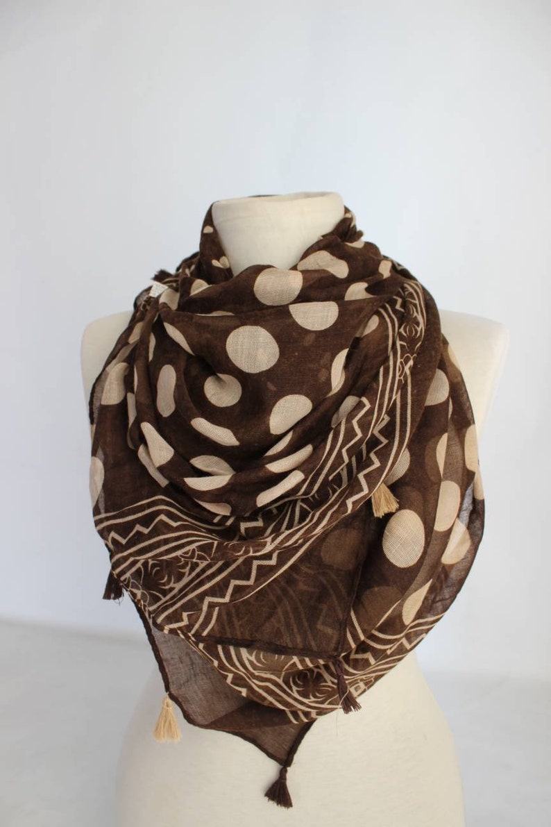 Rectangle Scarf-cotton Scarf Brown Scarves Scarves for Woman Tichel ...