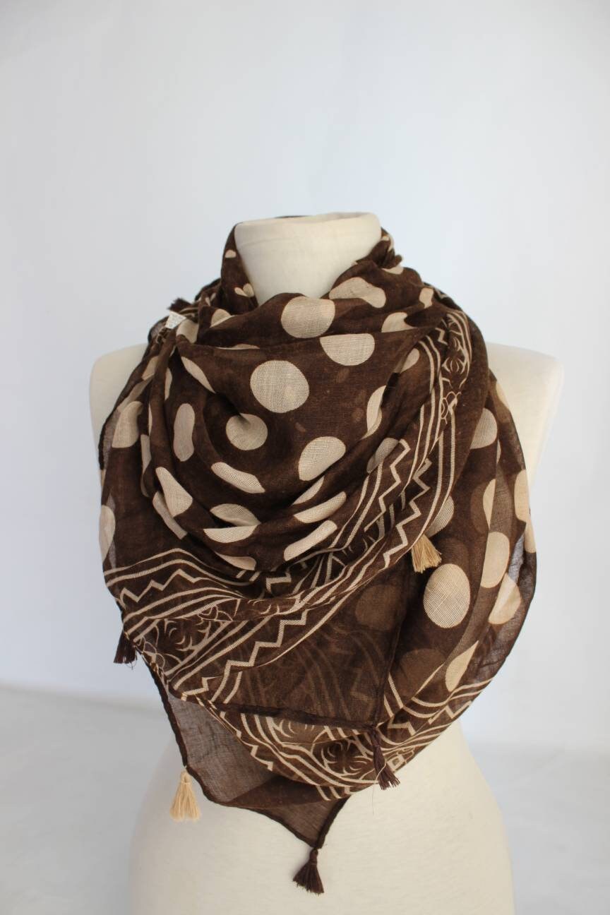 Rectangle Scarf-cotton Scarf Brown Scarves Scarves for Woman Tichel ...
